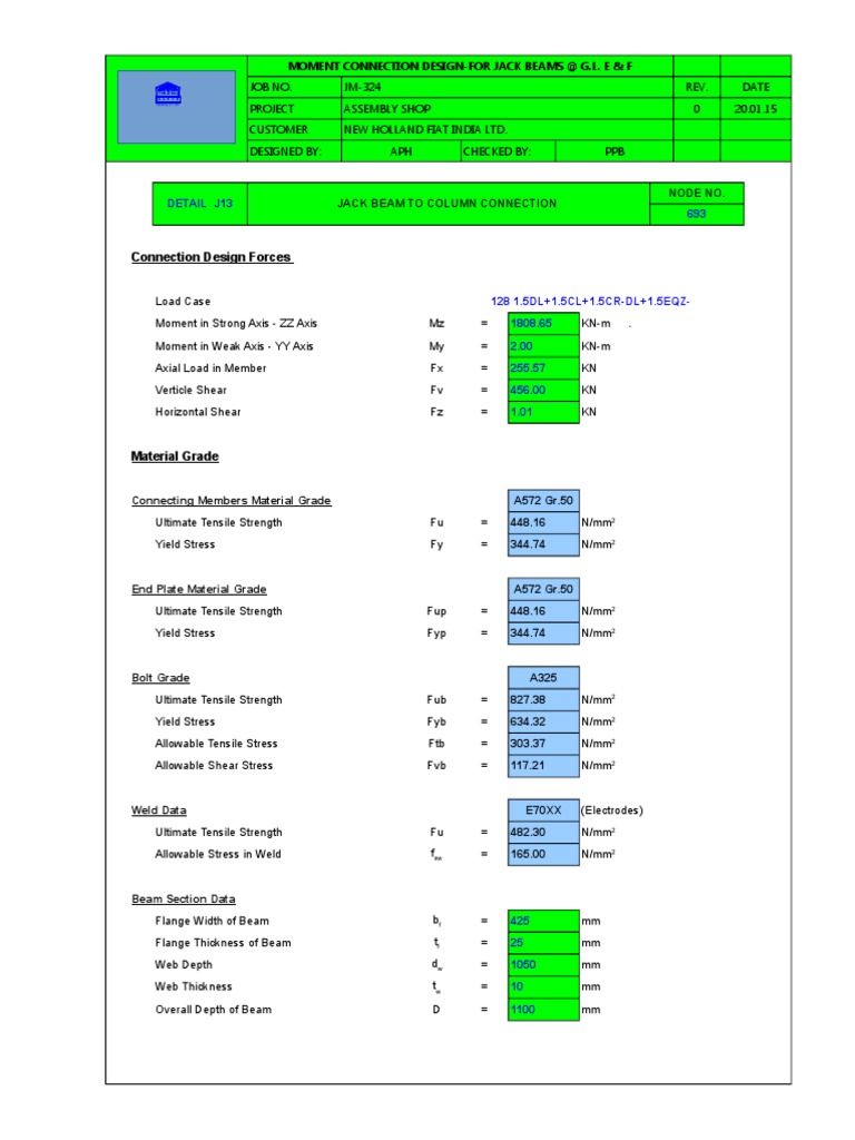 Jack beam connection design details | PDF | Beam (Structure) | Stress ...