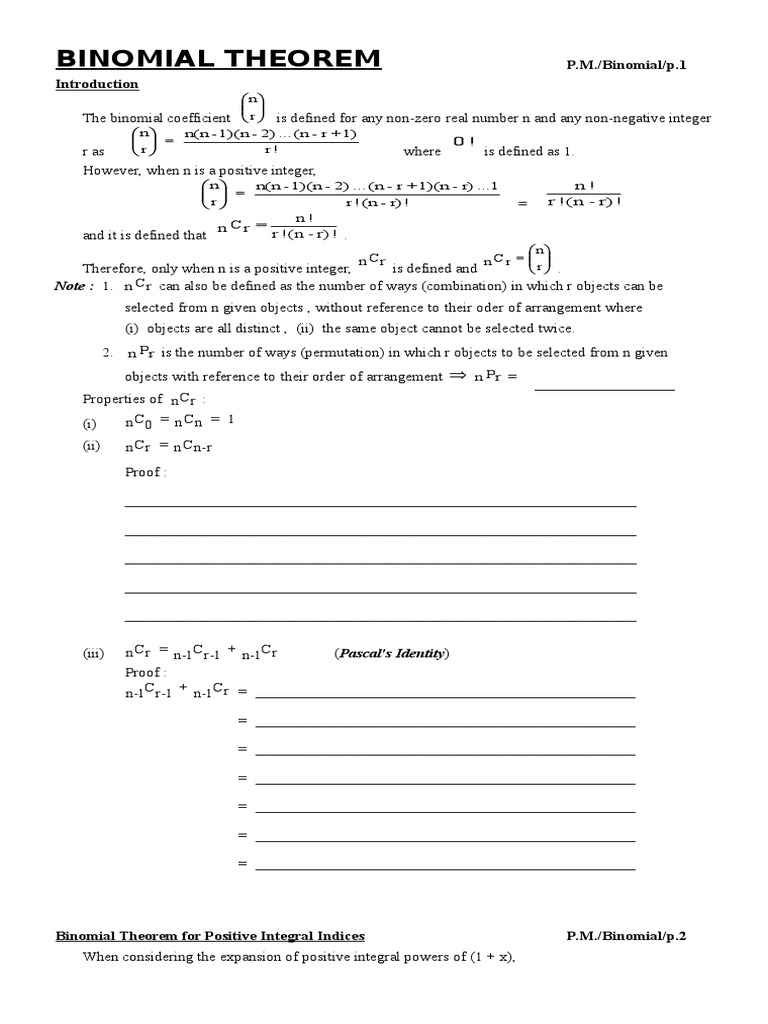 Binomial Theorem | PDF | Complex Analysis | Discrete Mathematics