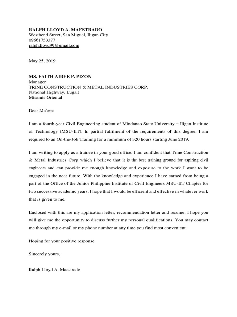 Application Letter MAESTRADO | PDF