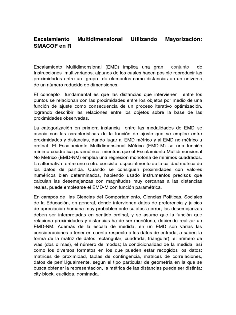 Escalamiento Multidimensional | Descargar gratis PDF | Función (Matemáticas) | Algoritmos