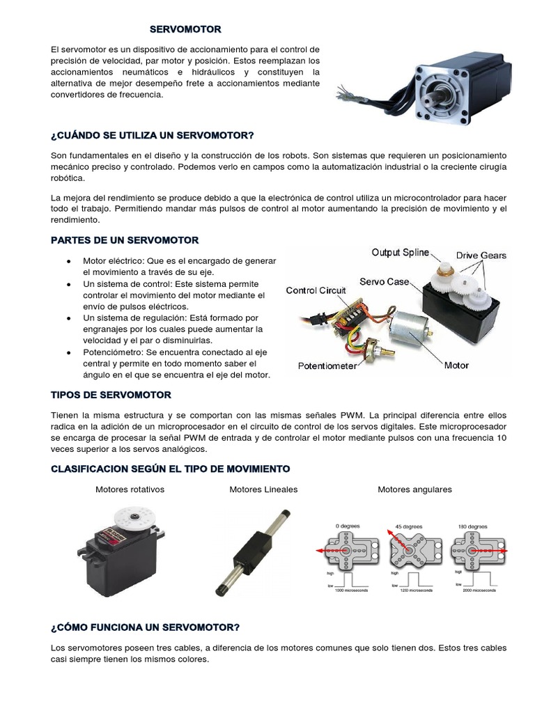 Funcionamiento Y Partes Del Servomotor Pdf Fuerza Ingeniería Mecánica