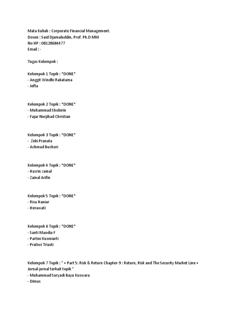 Corporate Financial Management Tasks | PDF | Balance Sheet | Market ...