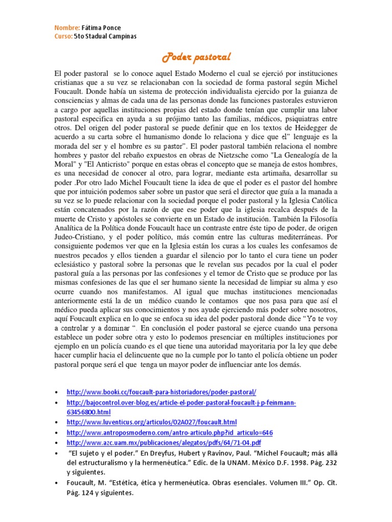 Poder pastoral según Foucault | PDF | Michel Foucault | Iglesia Católica