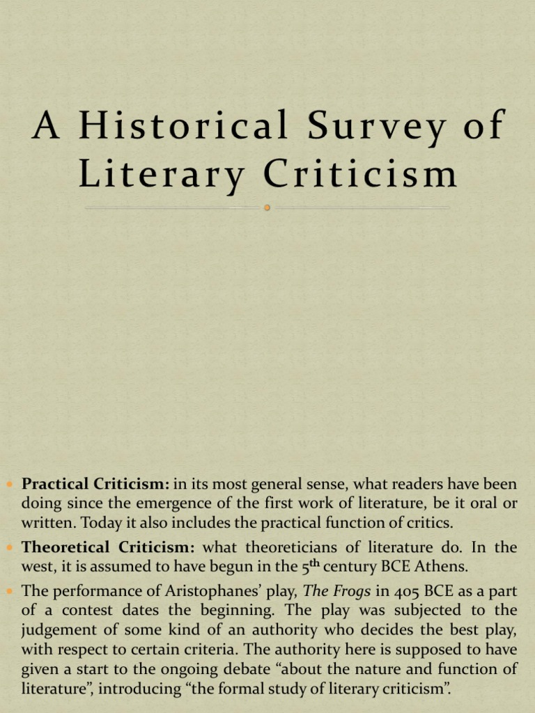 A Historical Survey of Literary Criticism | PDF | Literary Criticism ...