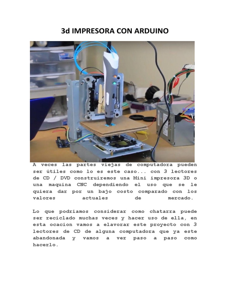Mini Impresora 3D con Arduino Paso a Paso | PDF | Arduino | Electrónica