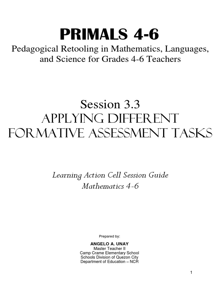 Formative Assessment Tasks for Grades 4-6 | PDF | Fraction (Mathematics ...