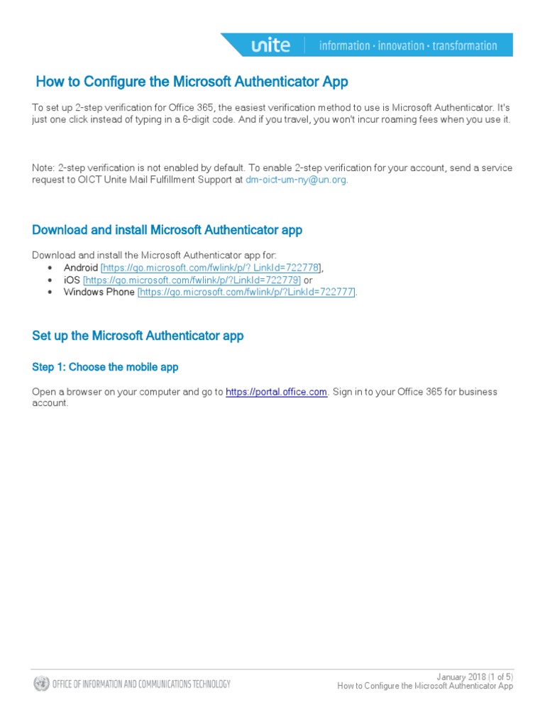 How To Configure The Microsoft Authenticator App | PDF | Mobile App ...