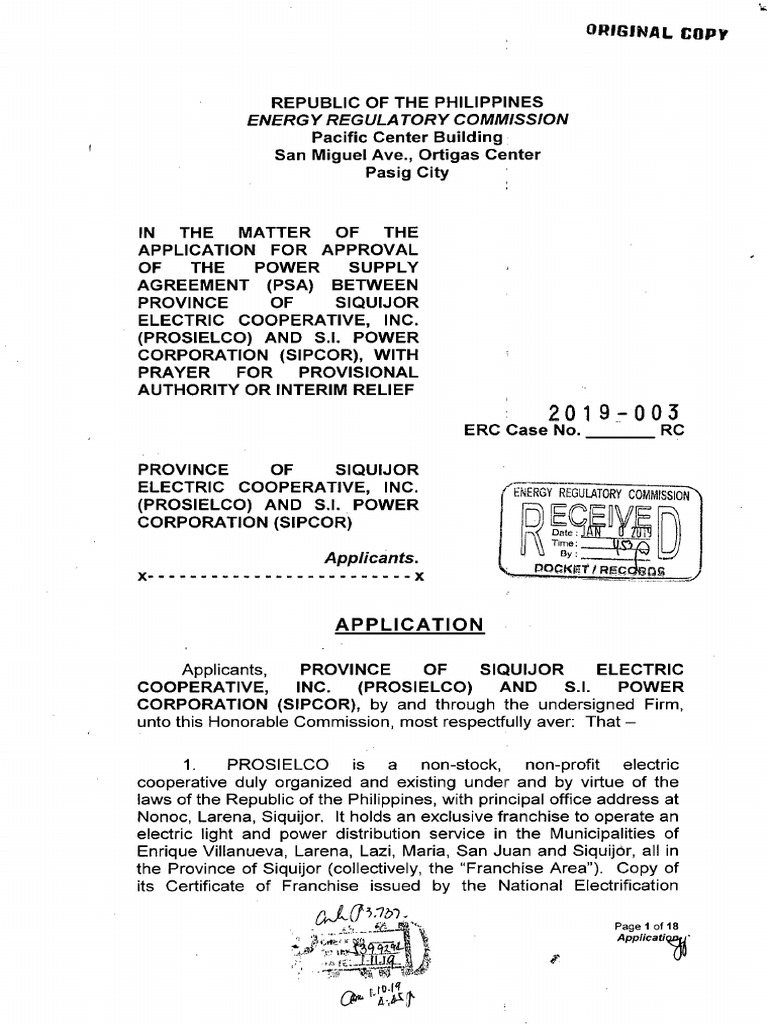 2019-003 RC Application | PDF | Trade Secret | Kilowatt Hour