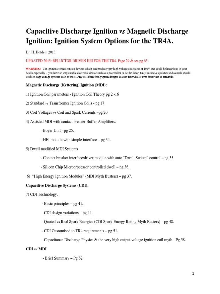 CAPACITIVE DISCHARGE IGNITION Vs MAGNETIC DISCHARGE IGNITION PDF | PDF ...