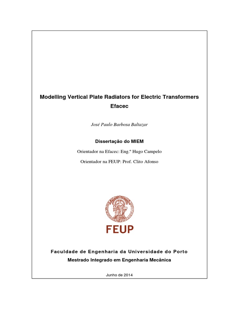 Modelling Vertical Plate Radiators For Electric Transformers Efacec | PDF | Heat Transfer ...