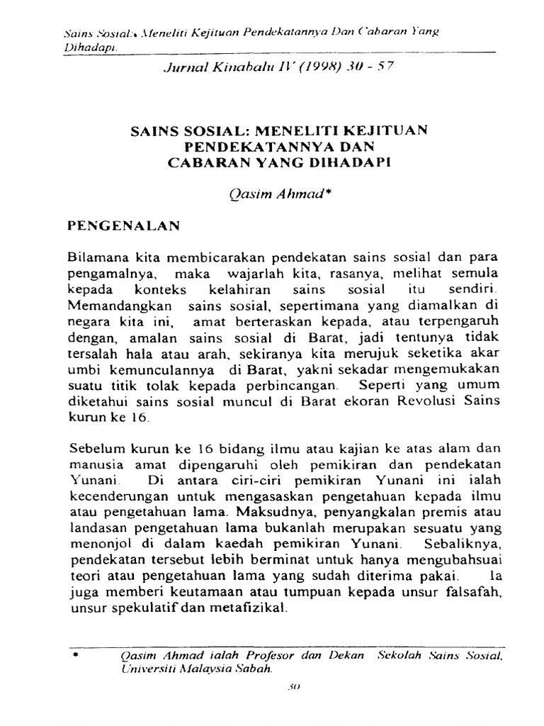 Sains Sosial Meneliti Kejituan Pendekatannya Dan Cabaran Rang | PDF ...