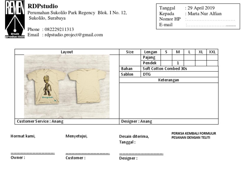 Contoh Invoice Kaos | PDF | Seni