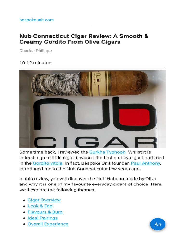 Nub Connecticut Cigar Review A Smooth & Creamy Gordito From Oliva ...