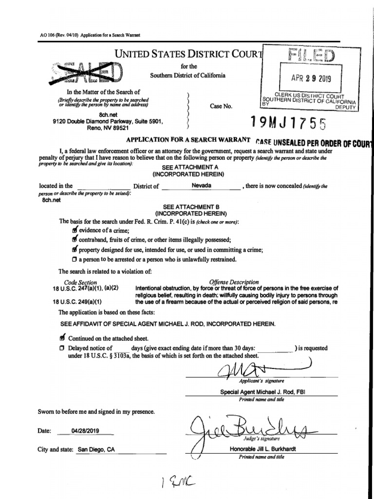 Application and Affidavit For Search Warrant | PDF | Judge Advocate ...