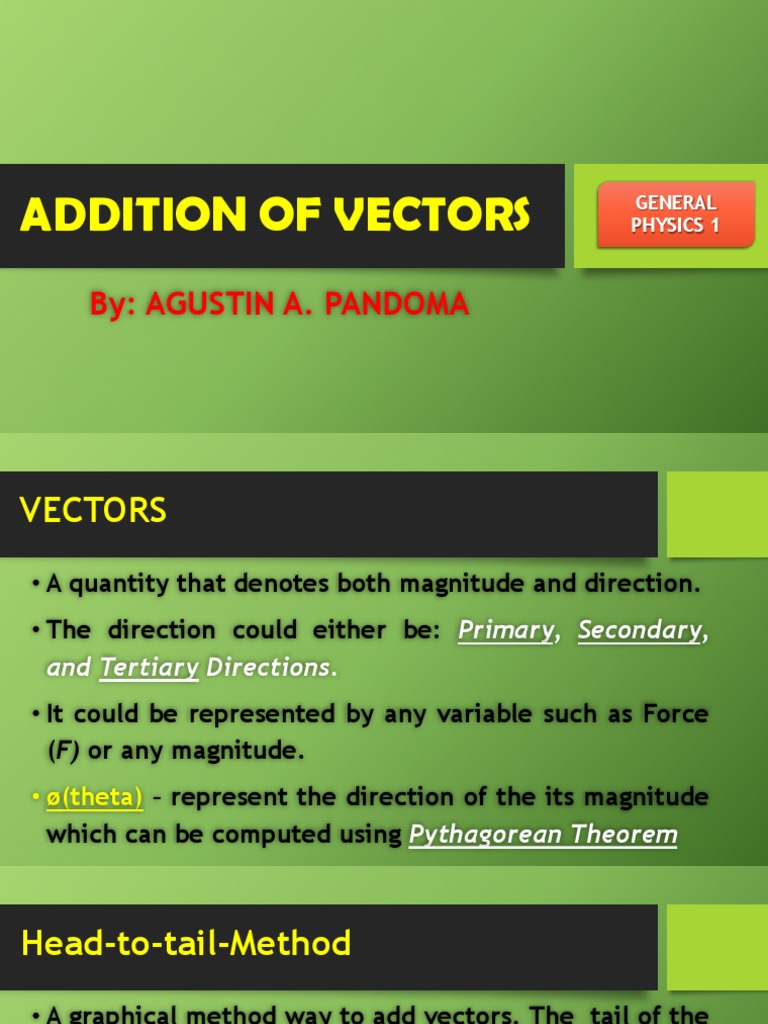 Vector Addition Using Pythagorean Theorem | PDF | Science & Mathematics