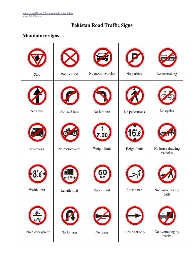 Pakistan Traffic Signs Overview | PDF | Traffic | Intersection (Road)