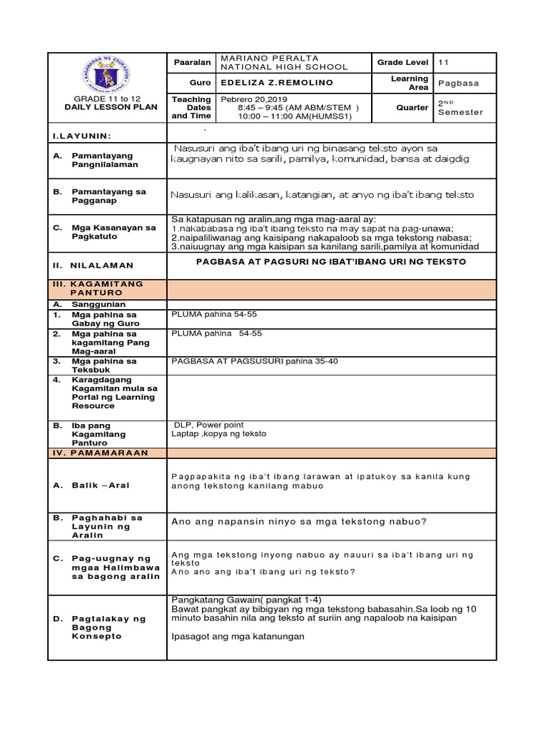 DLP Filipino 11 | PDF