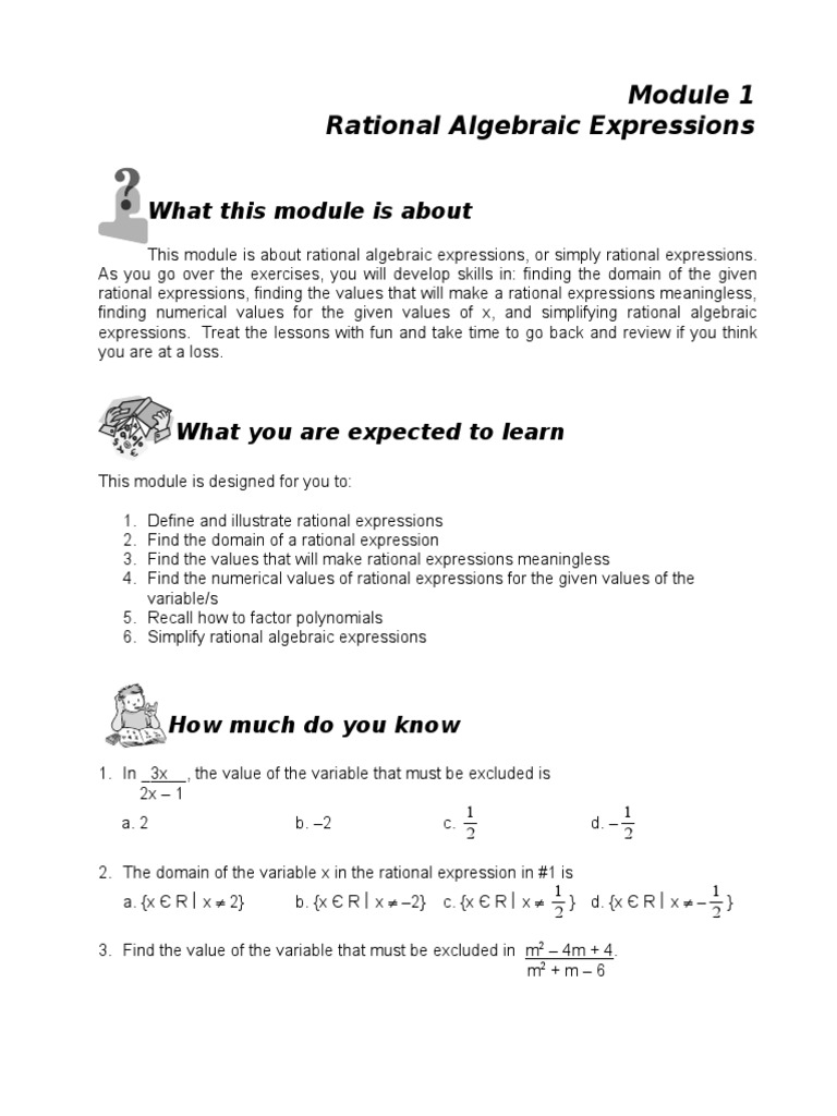 Module 1 - Rational Alg Expression | Download Free PDF | Factorization | Fraction (Mathematics)