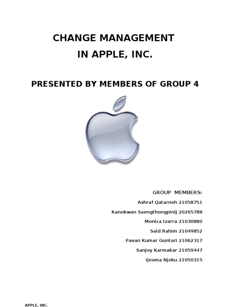 Change Management Report | PDF | Apple Inc. | Transformational Leadership
