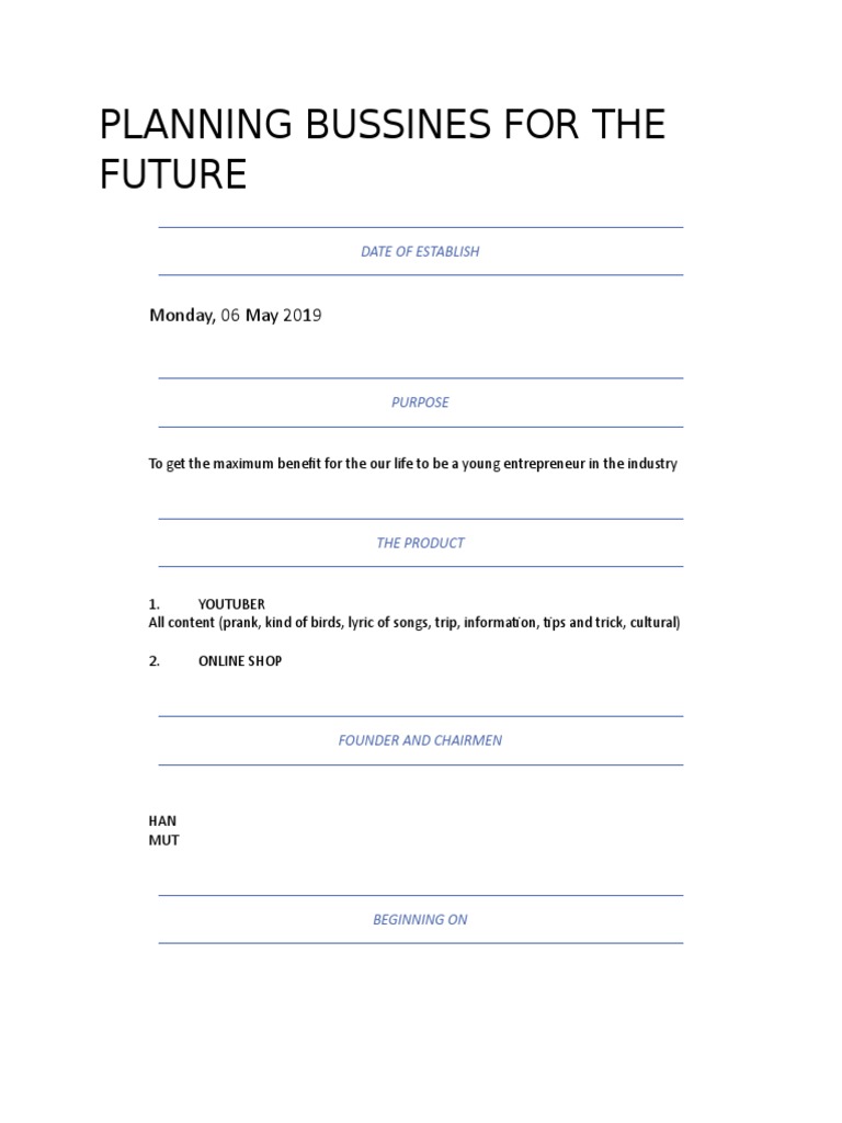 Planning Bussines For The Future | PDF