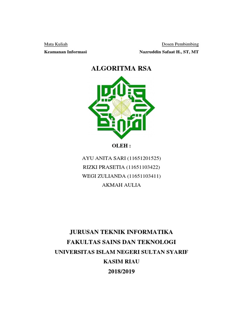 Makalah Kriptografi (Algoritma RSA) | PDF