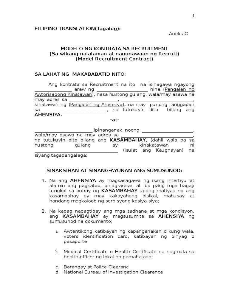 Tagalog Recruitment | PDF