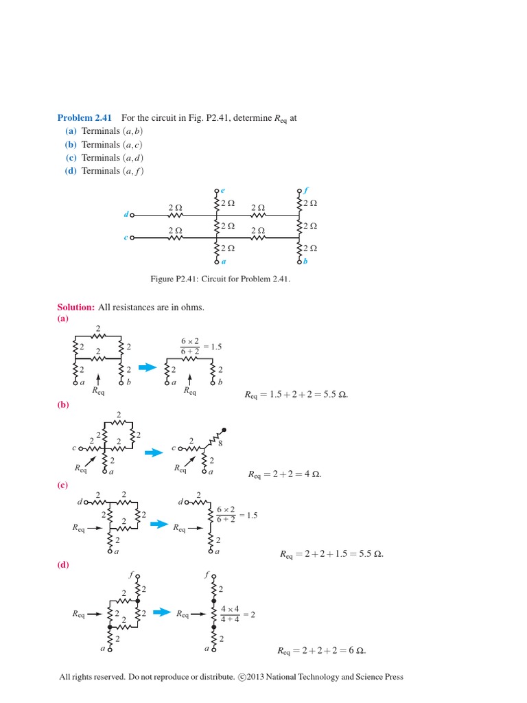 For The Circuit in Fig. P2.41, Determine R at Terminals Terminals Terminals Terminals | PDF ...