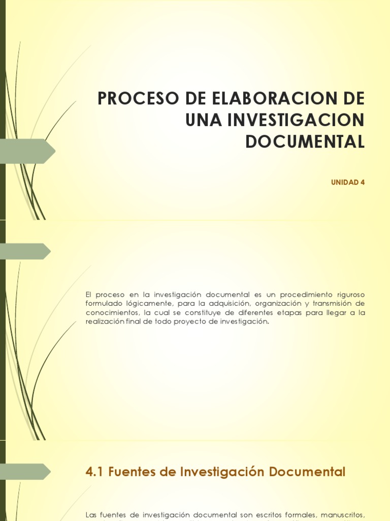 Unidad 4 Proceso de Elaboracion de Una Investigacion Documental | PDF | Cuestionario | Información