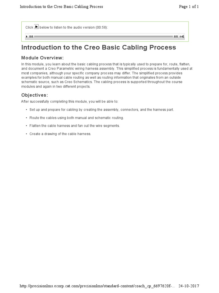 Introduction To The Creo Basic Cabling Process: Module Overview | PDF