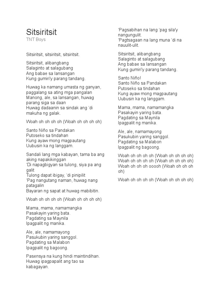 Sitsiritsit Lyrics | PDF