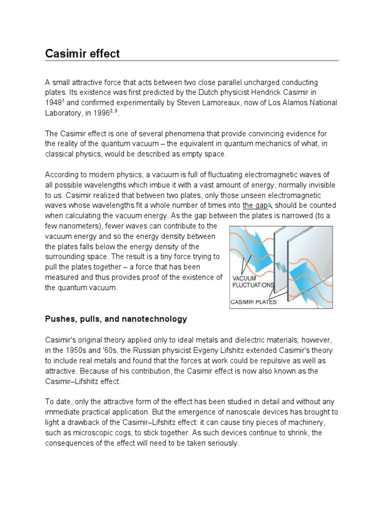 Casimir effect: tiny force between plates | PDF | Metrology ...