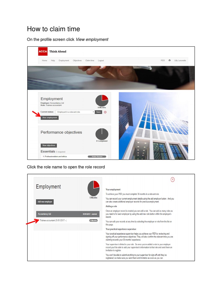 Claiming Time for Employment Roles | PDF