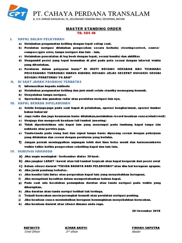 Master Standing Order | PDF