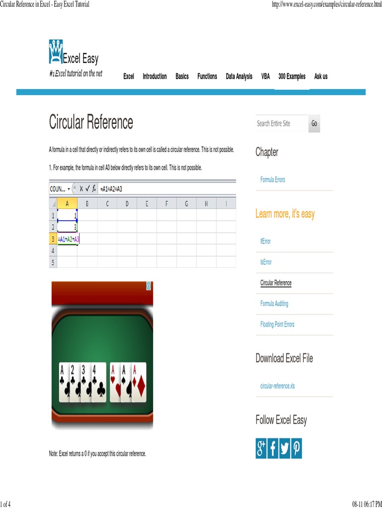 Circular Reference in Excel - Easy Excel Tutorial | PDF | Microsoft ...