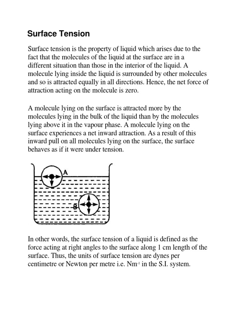 Surface Tension | PDF | Surface Tension | Liquids