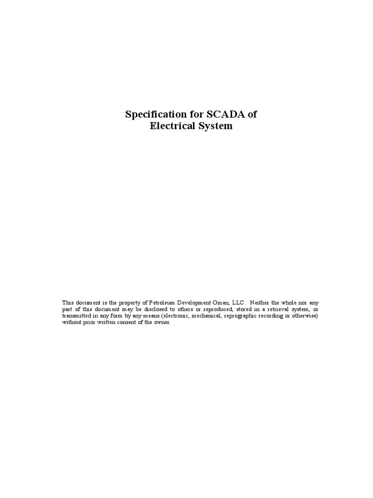 Specification For SCADA of Electrical System | PDF | Scada | Electrical ...