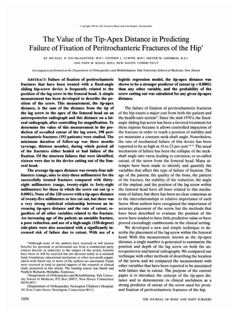 The Value of The Tip Apex Distance in Predicting.12 PDF | PDF ...