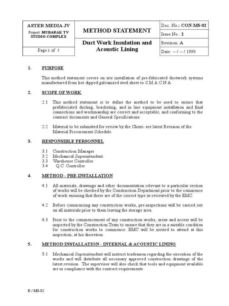 Duct Installation Lining | PDF | Duct (Flow) | Building Engineering