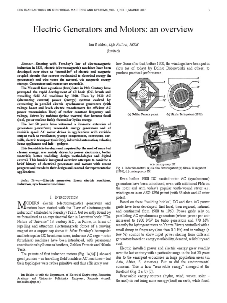 Electric Generator and Motor An Overview | PDF | Electric Motor ...