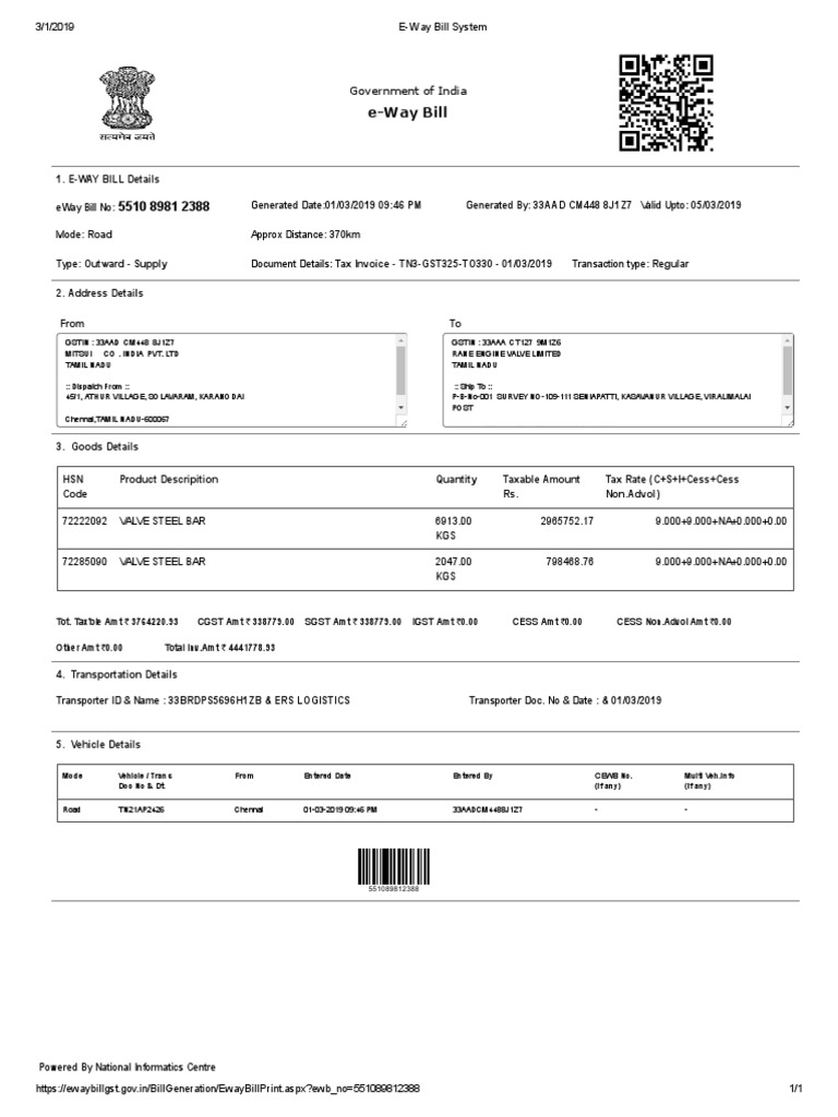 E-Way Bill System | PDF | Invoice | Services (Economics)