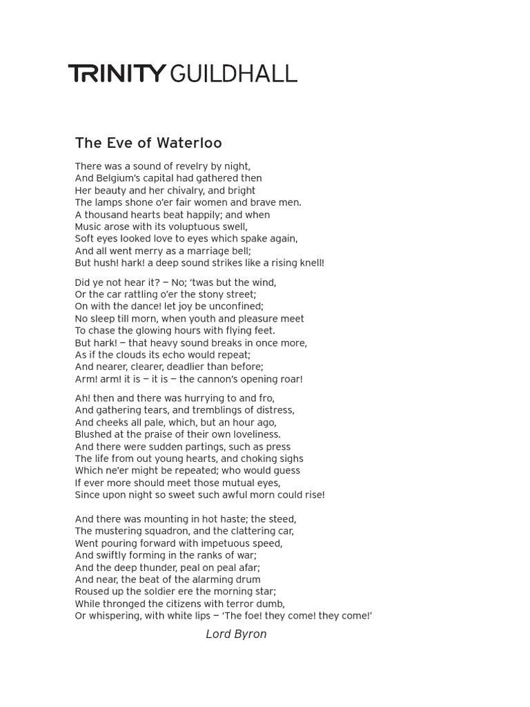The Eve of Waterloo Poem Analysis | PDF | Lord Byron | Romanticism