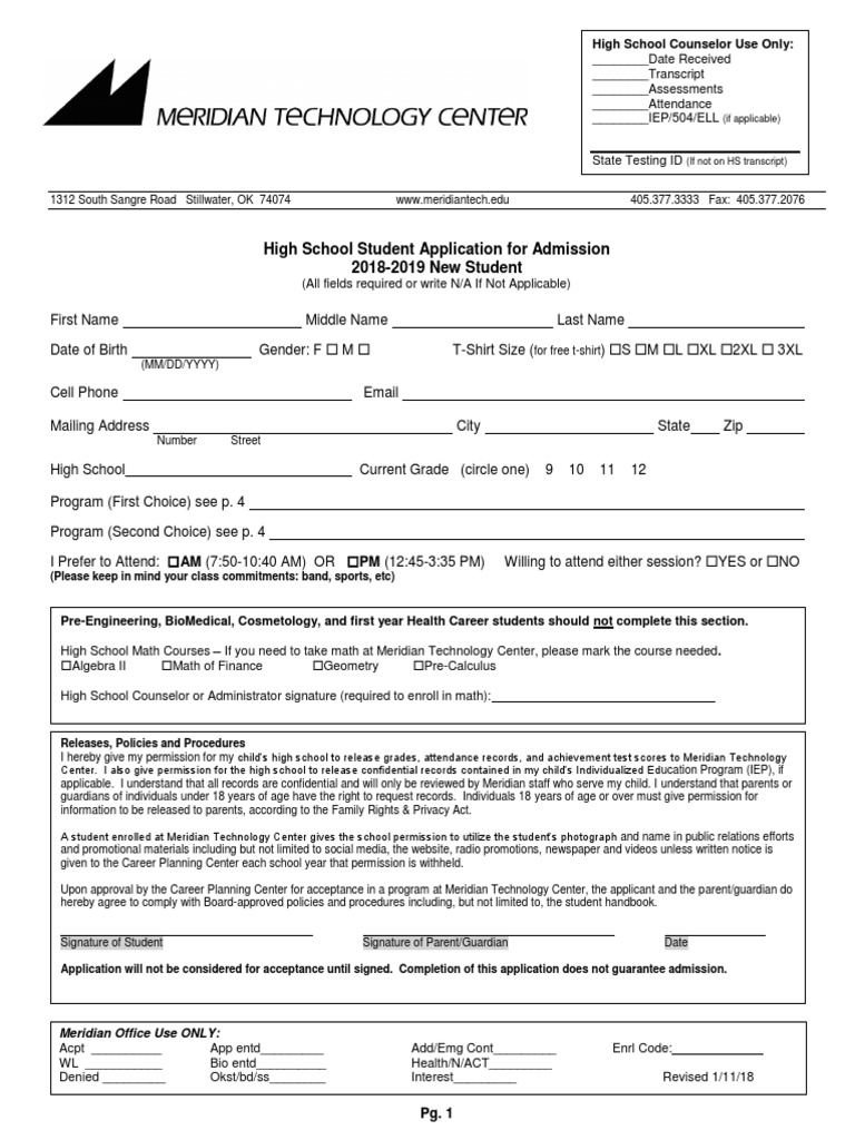 HS Enrollment Form 2018 19 PDF | Download Free PDF | Computer Aided ...