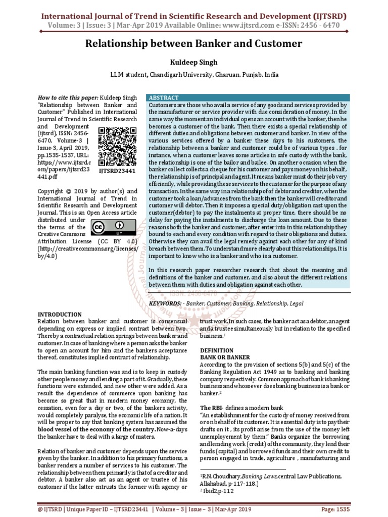 Relationship Between Banker and Customer | Download Free PDF | Deposit ...