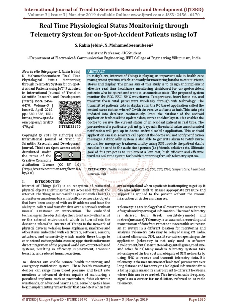 Real Time Physiological Status Monitorinig Through Telemetry System For ...