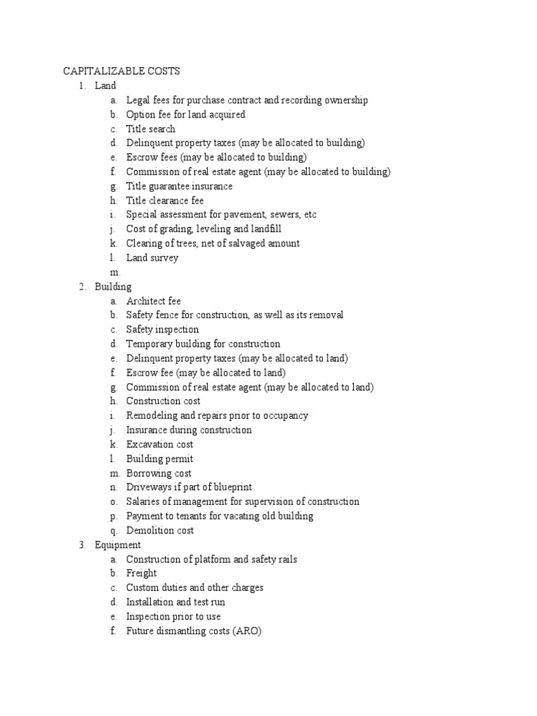Capitalizable Costs - PPE | PDF