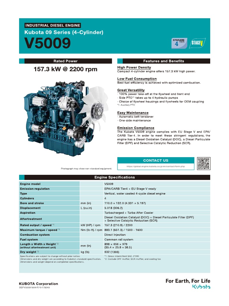 Kubota v5009 | PDF | Technology & Engineering