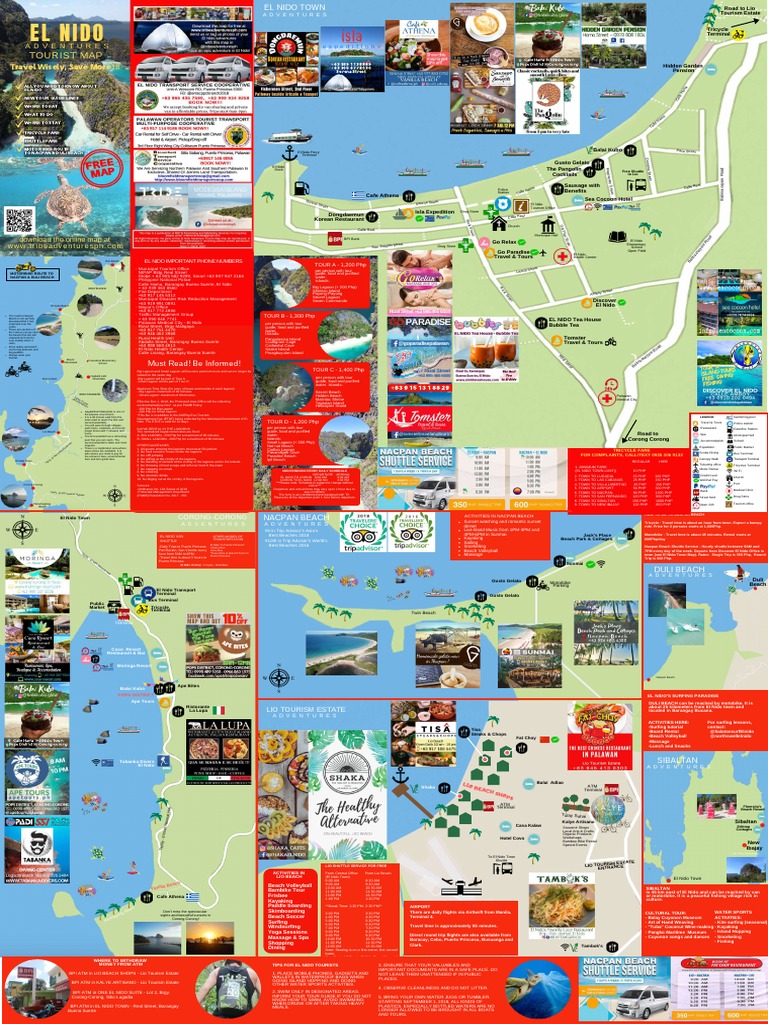 El Nido tourist map guide with top attractions and expeditions | PDF ...