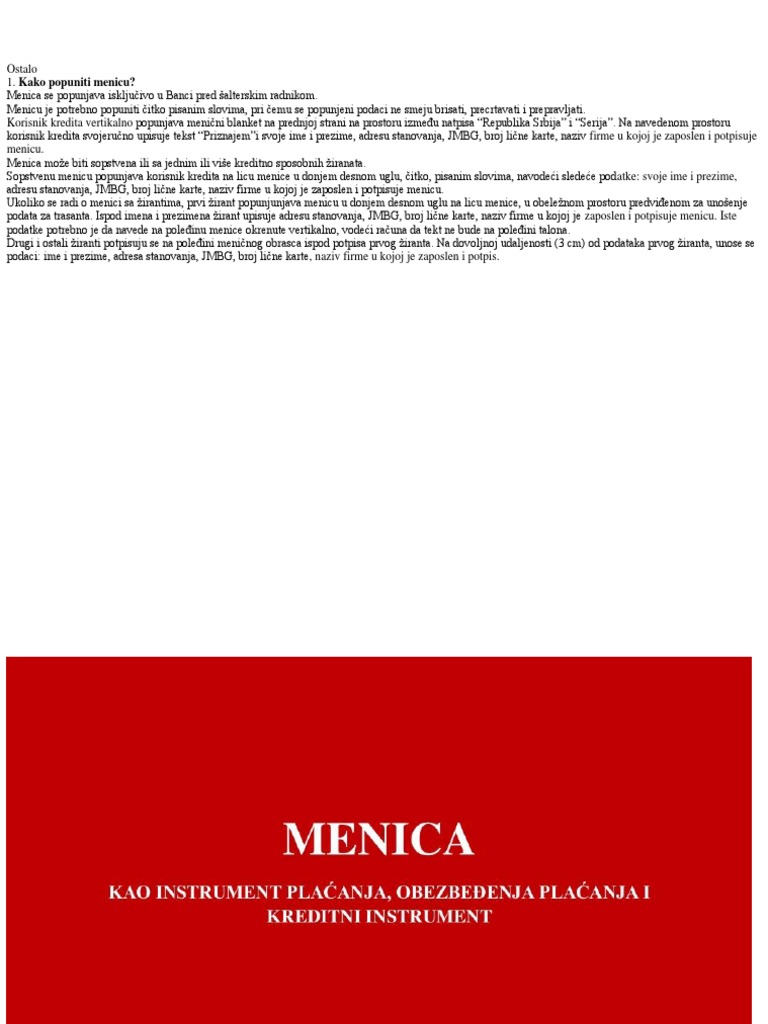 Sopstvena Menica 1 | PDF