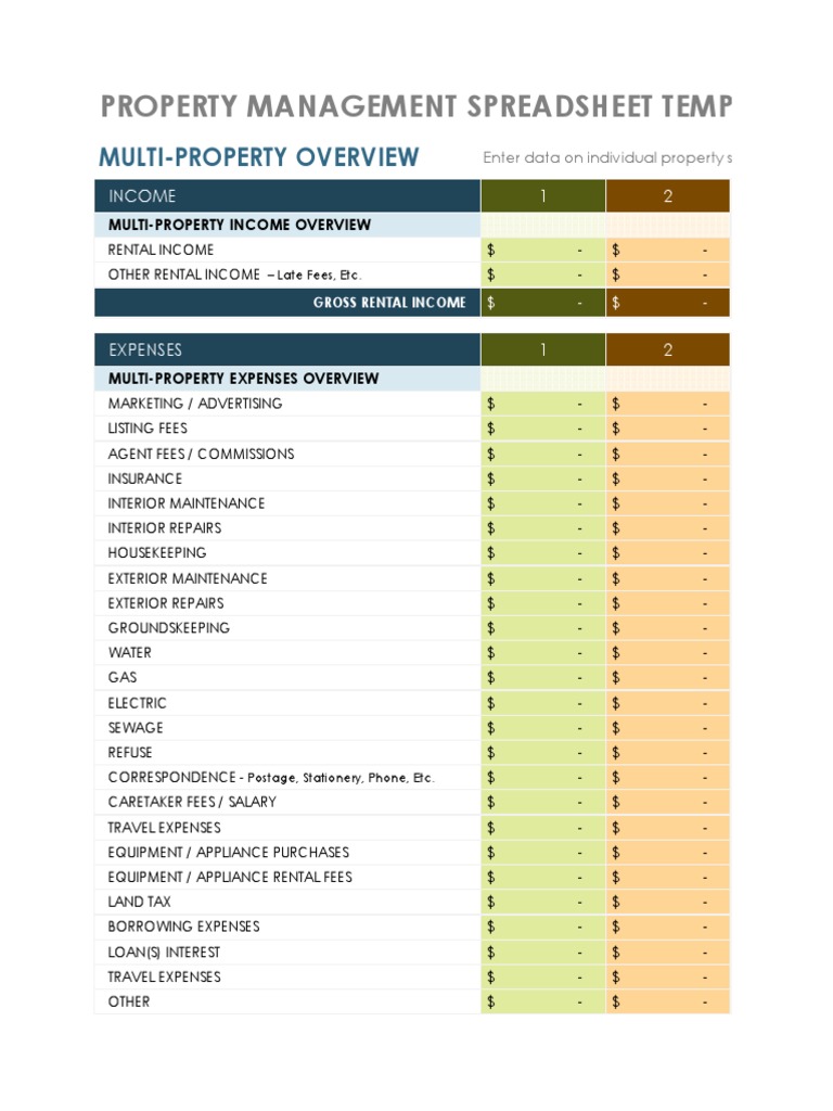 IC Property Management Spreadsheet Template | PDF