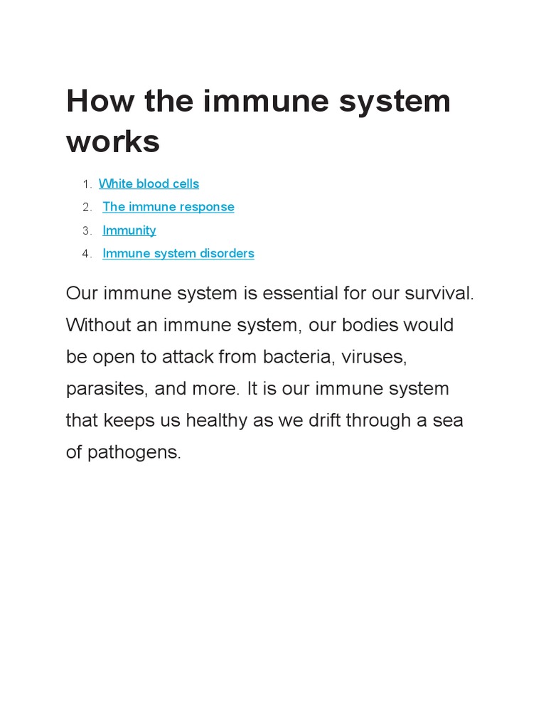 How The Immune System Works | PDF | Immune System | Lymphocyte